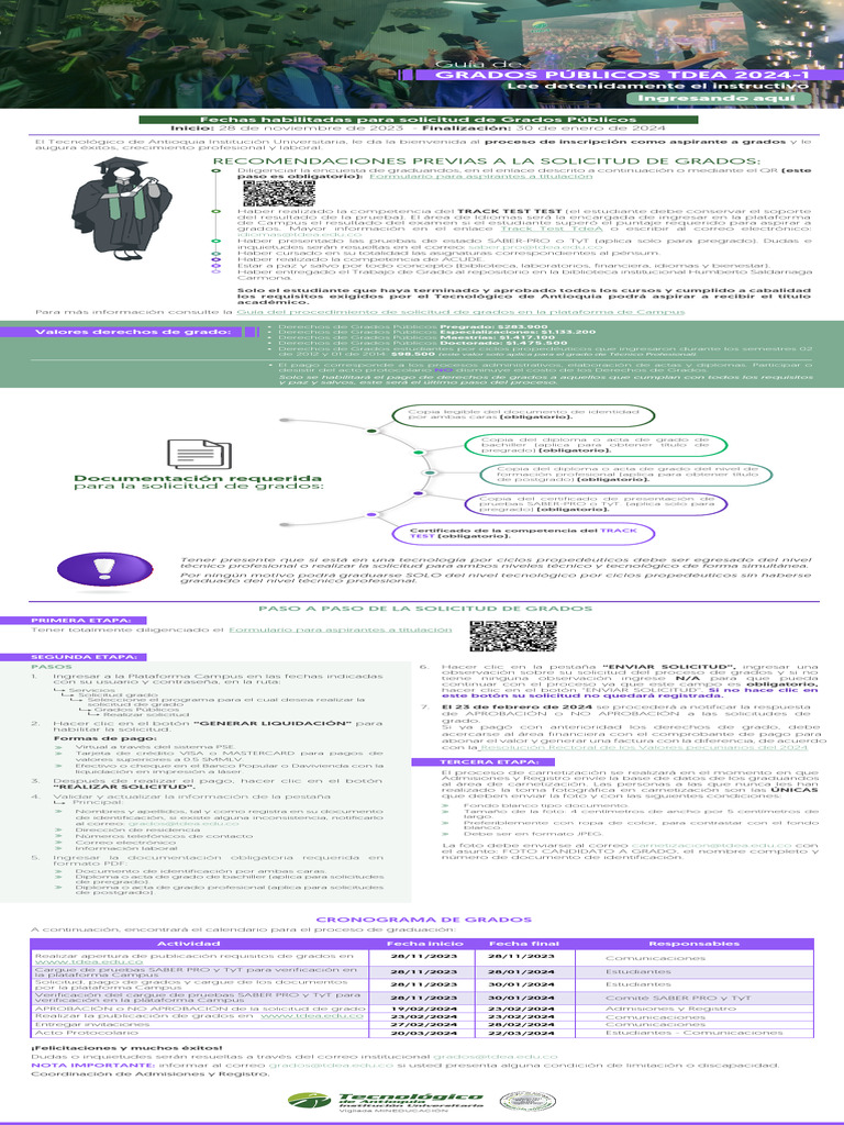 Gua de Grados Pblicos Tdea 2024 1 | PDF