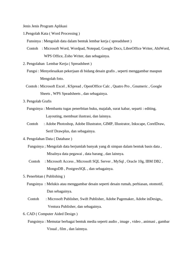 Jenis Jenis Program Aplikasi | PDF