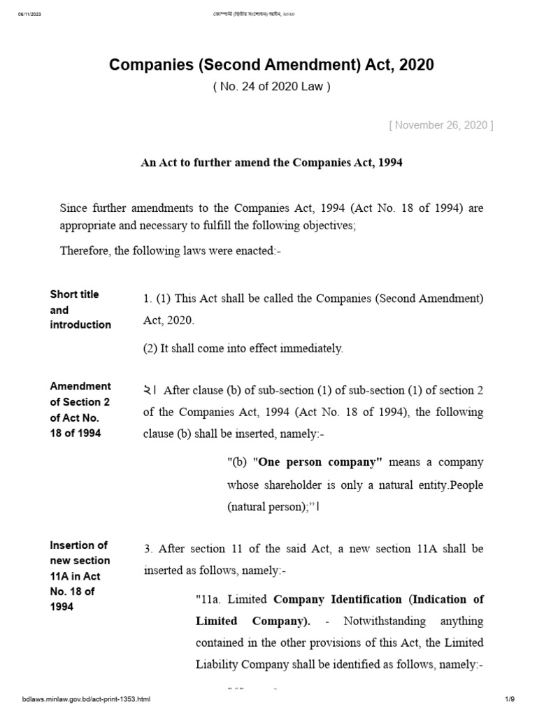 Companies Act Amendment 2020 | PDF | Liquidation | Business Law