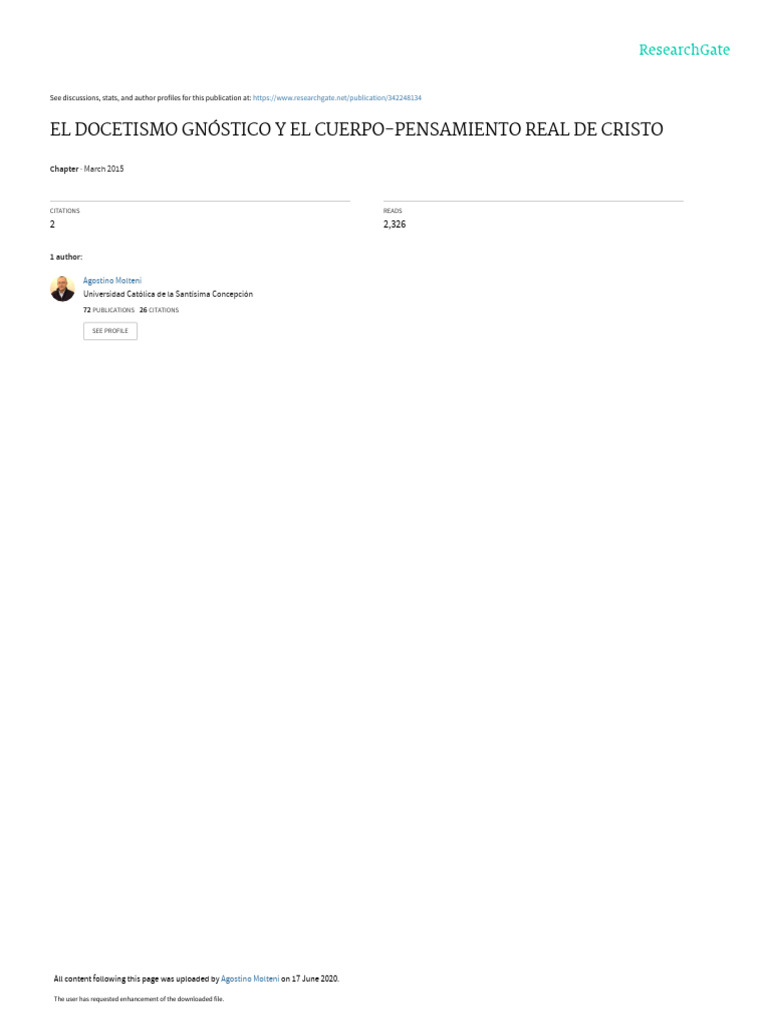 El Docetismo Gnóstico Y El Cuerpo-Pensamiento Real de Cristo | PDF