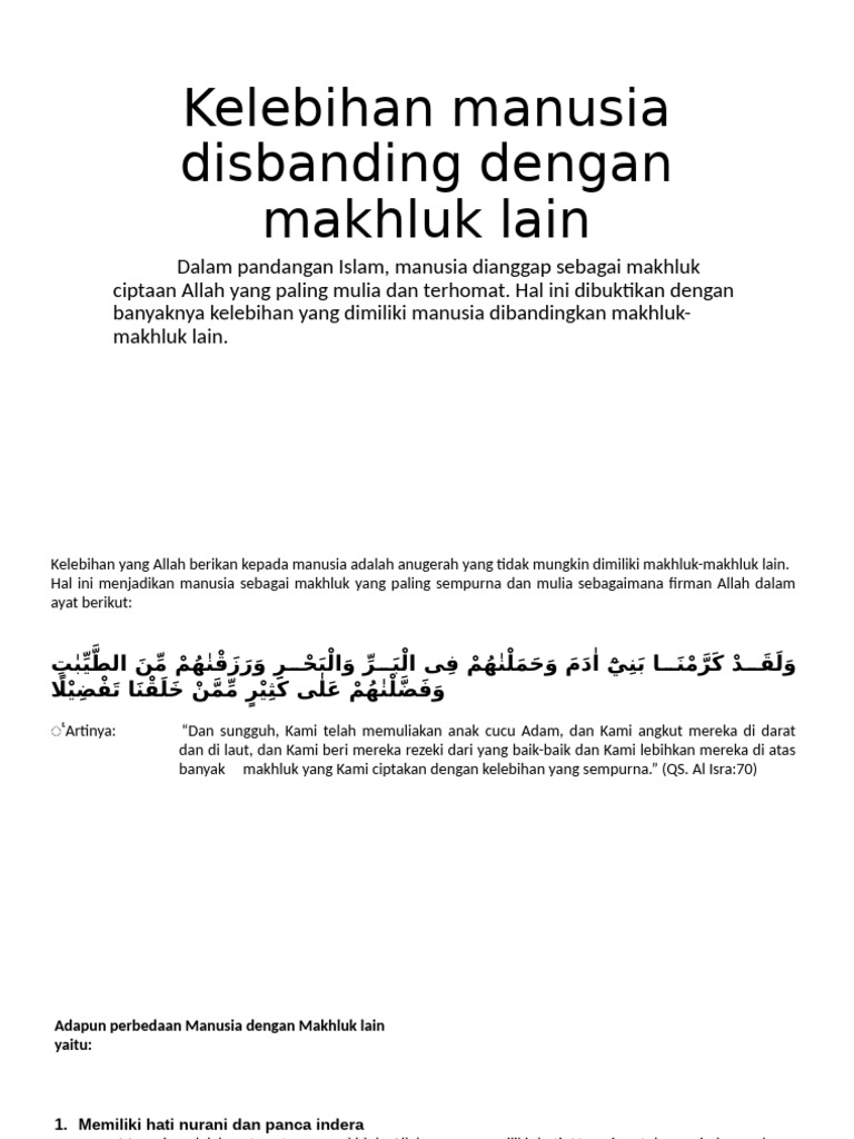 Kelebihan Manusia Disbanding Dengan Makhluk Lain (Sidiq) | PDF Kelebihan Manusia Disbanding Dengan Makhluk Lain (Sidiq) | PDF
