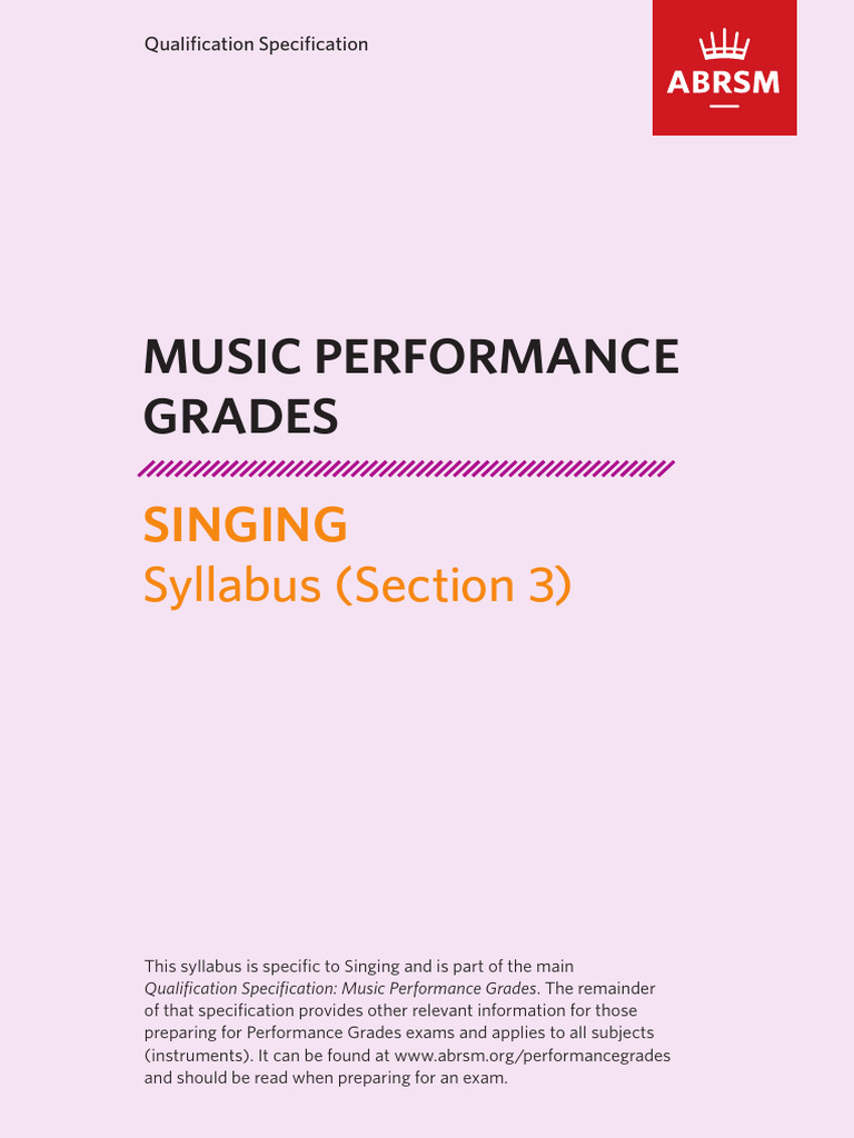12 Singing Performance Grades Syllabus Temp 010720 | PDF