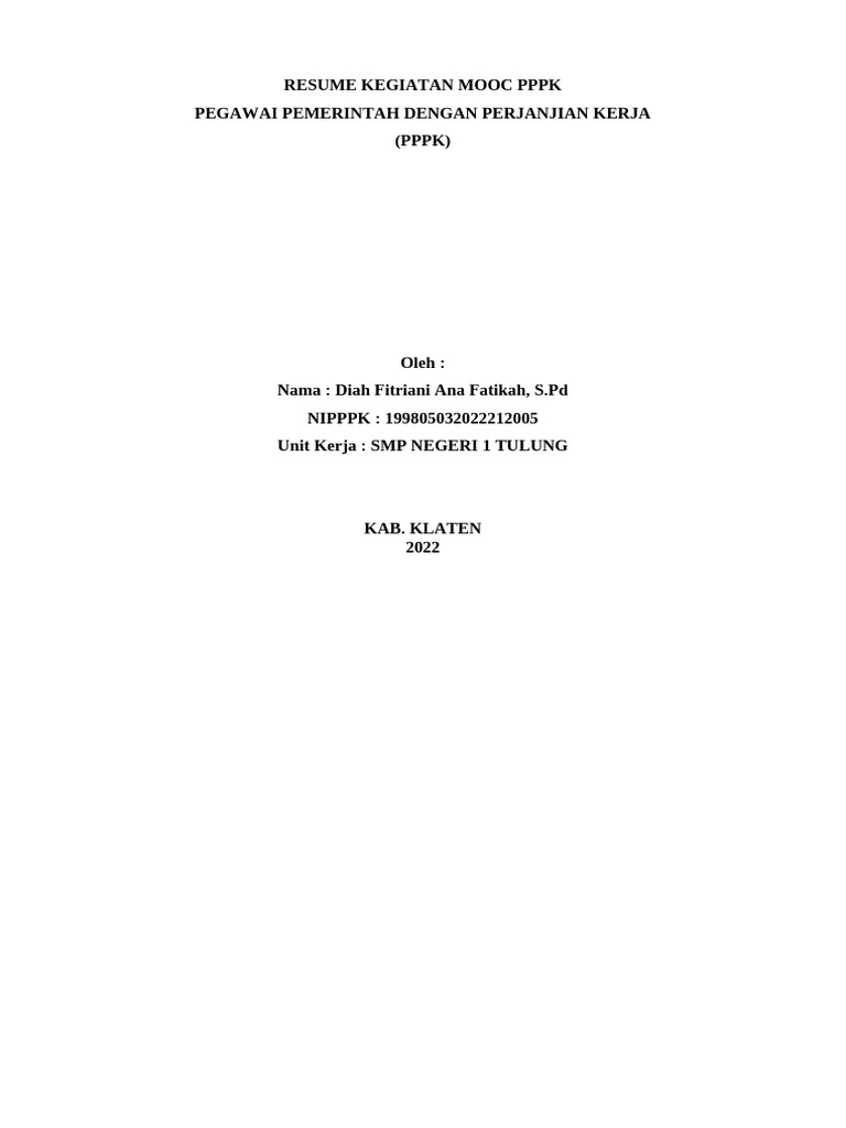 Resume Jurnal Mooc ASN PPPK | PDF
