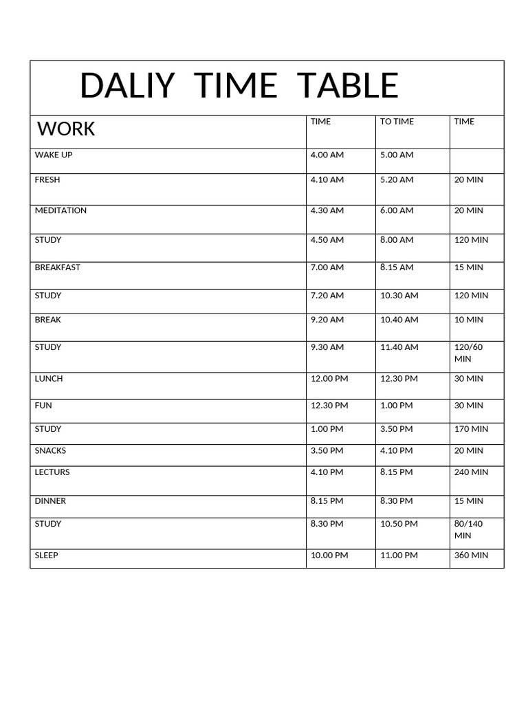 Daliy Time Table | PDF