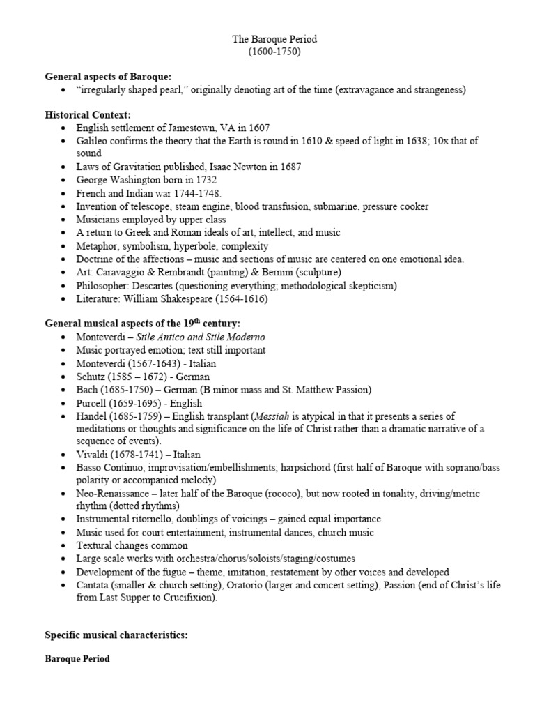Baroque Period Overview | PDF