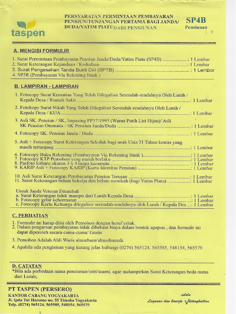 Forumulir Taspen | PDF