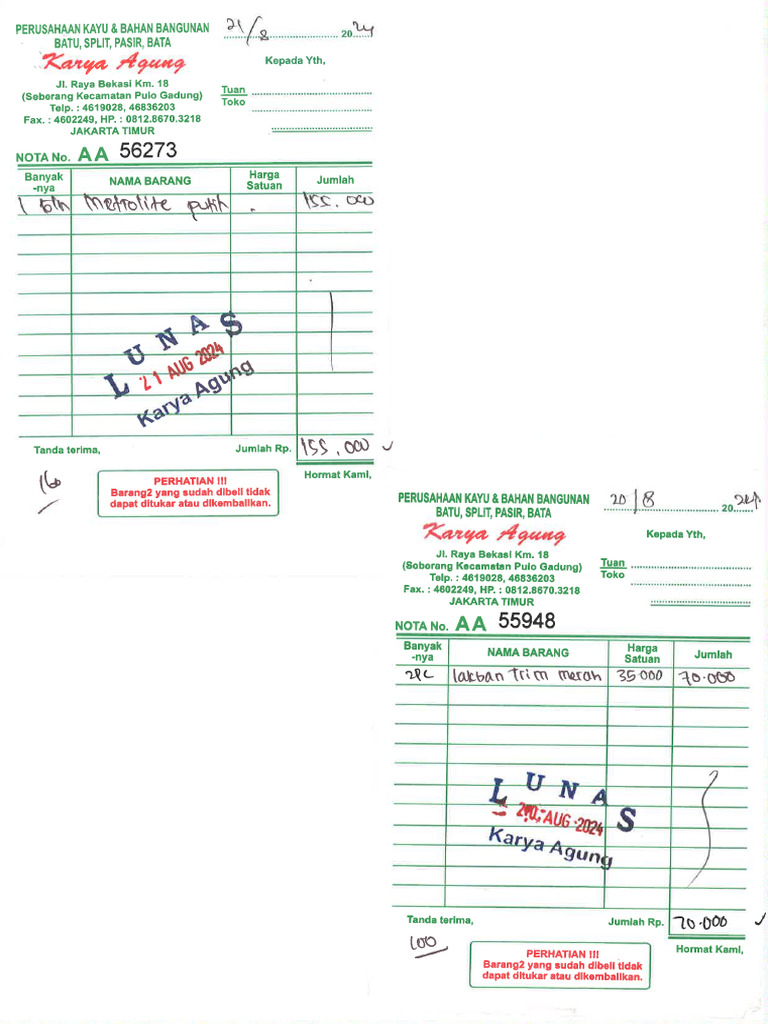Invoice Pembelian Barang 17an | PDF