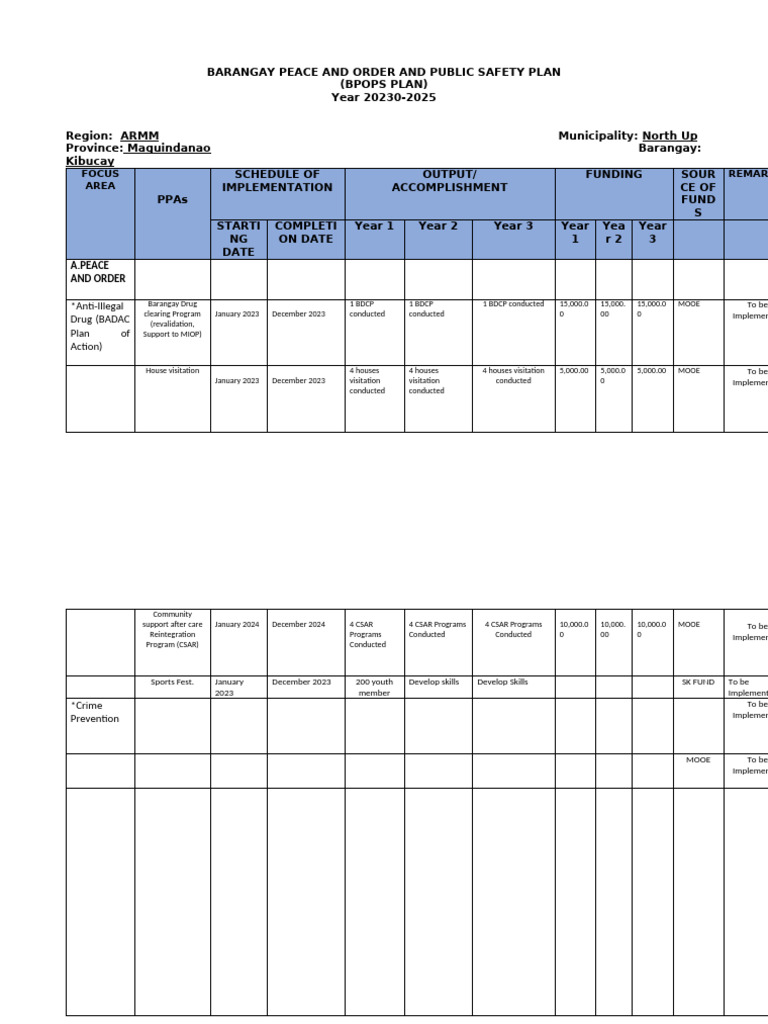 BPOPS PLAN 2023-2025 | PDF