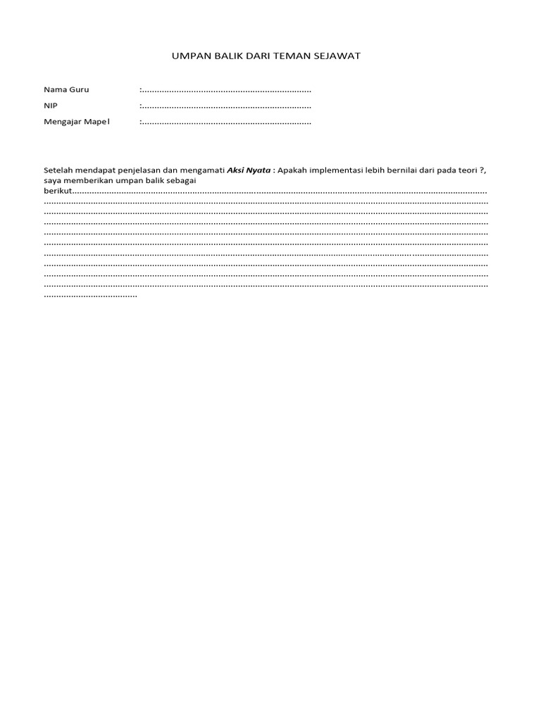 Umpan Balik Dari Teman Sejawat Nini | PDF
