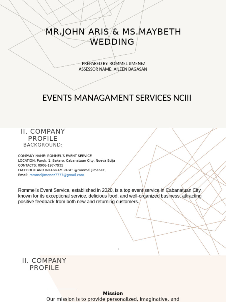 MR - John Aris & Ms - Maybeth Wedding: Events Managament Services Nciii ...