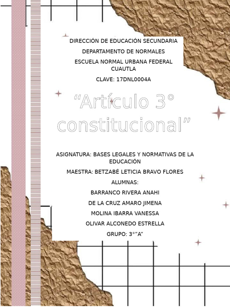 El Artículo 3° Constitucional | PDF