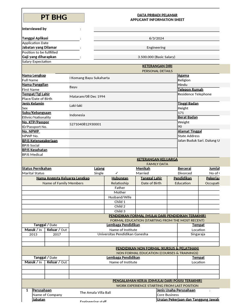HR - Application Form - MDF | PDF