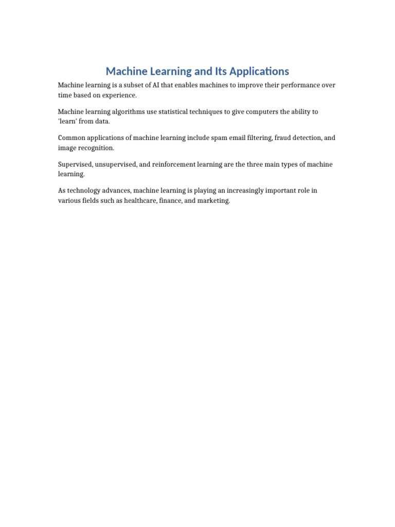 Machine Learning Applications | PDF