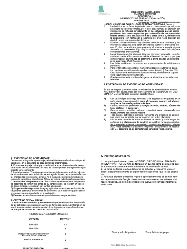 Hoja de Lineamientos.g I. | PDF | Evaluación | Maestros