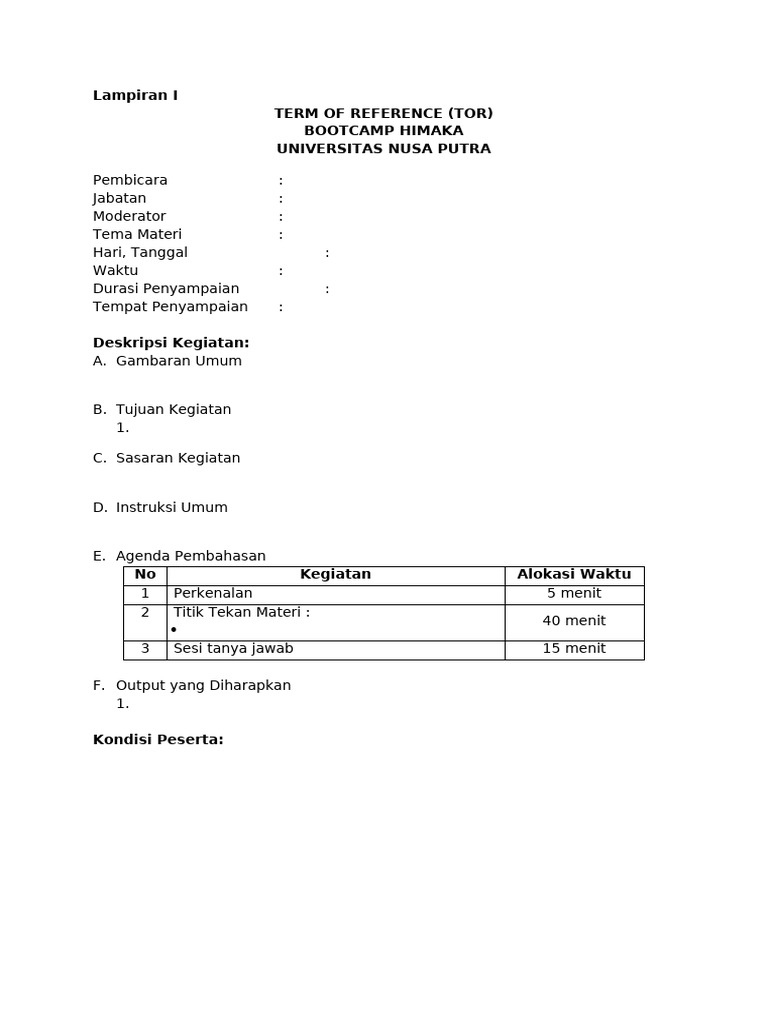 Template TOR | PDF