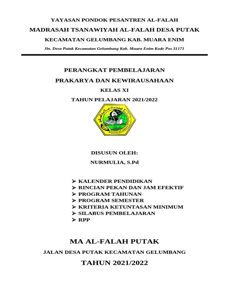 Cover Pkwu Xi 2021-2022 | PDF