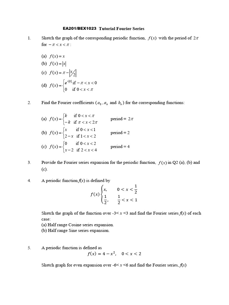 Math II Tutorial 4- Fourier Series | PDF Math II Tutorial 4- Fourier Series | PDF