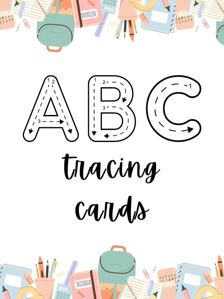 Alphabet Tracing Cards Worksheet in Pastel Colors Illustrative | PDF