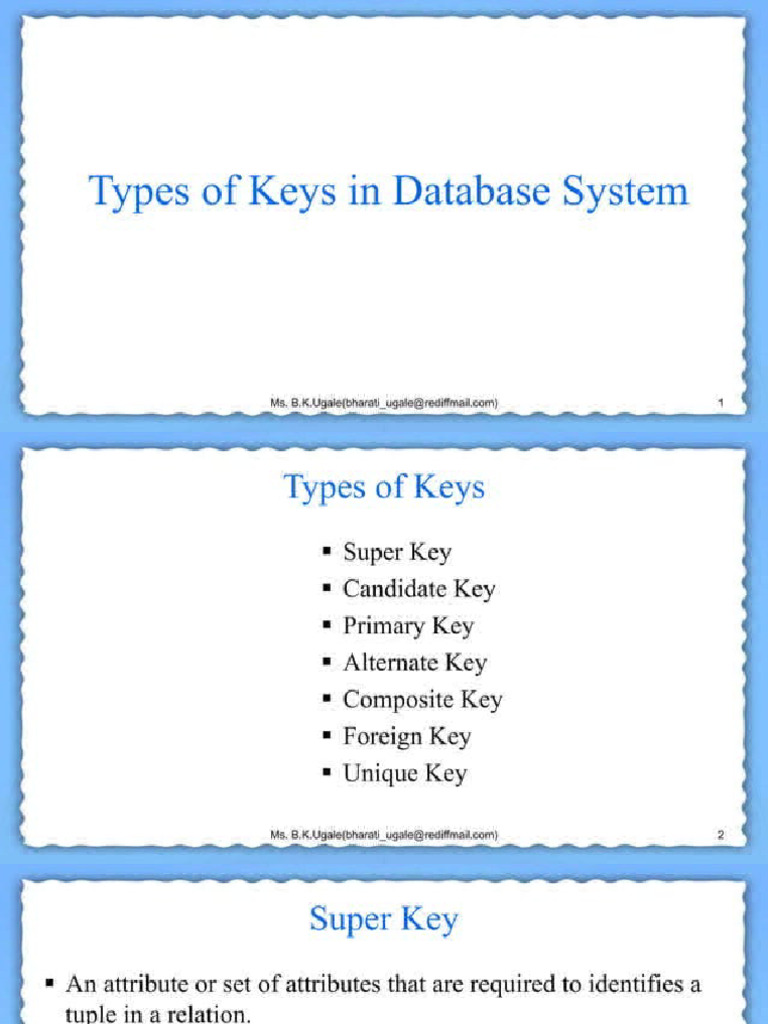 DBMS - Types of Keys - 20240613 - 100019 | PDF