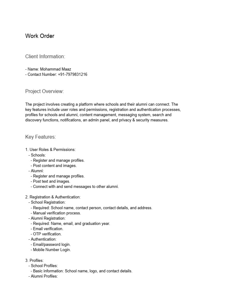 Work Order | PDF