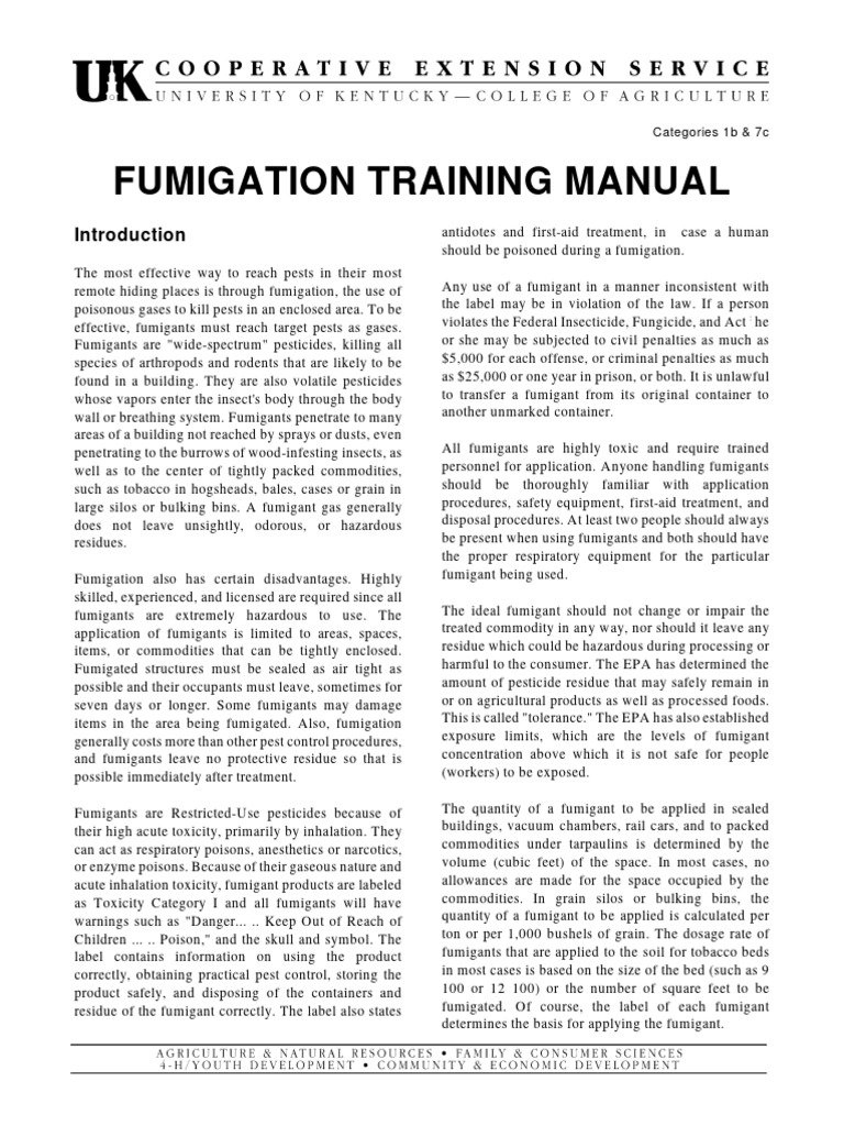 Fumigation Training Manual | PDF