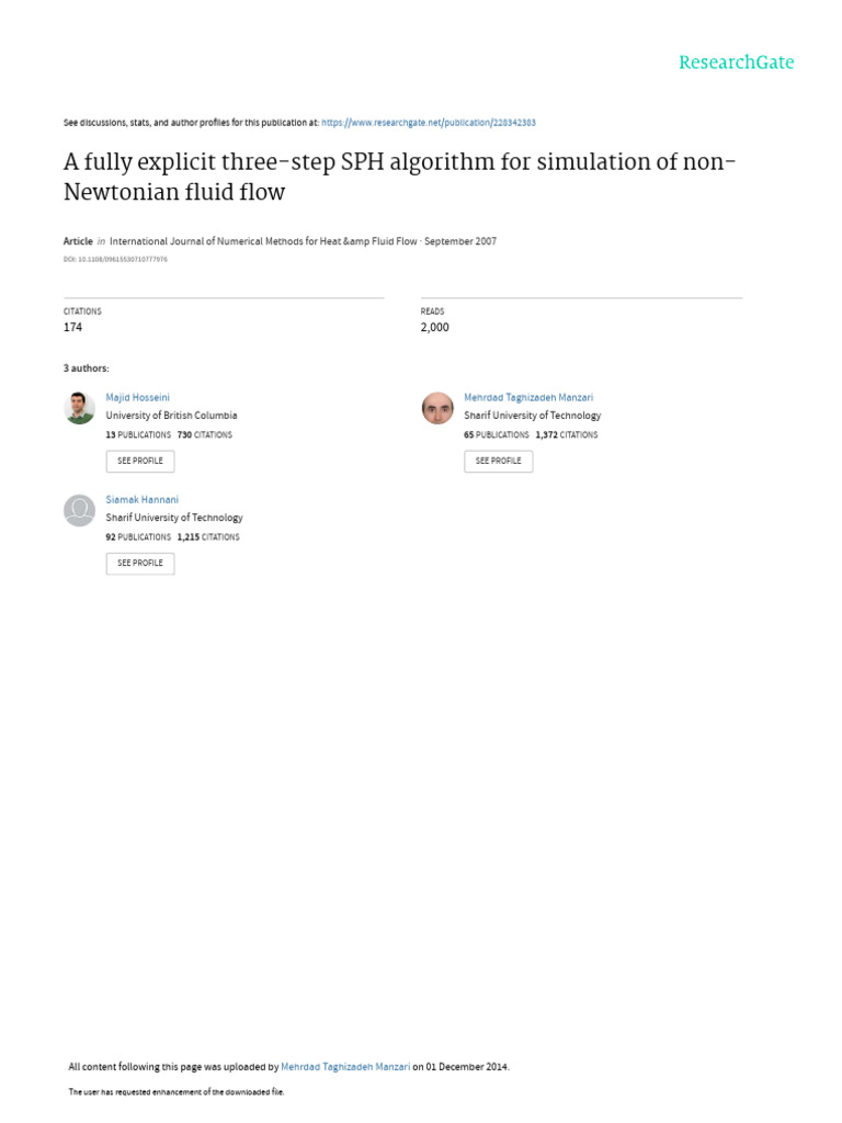 A Fully Explicit Three-Step SPH Algorithm For Simu | PDF