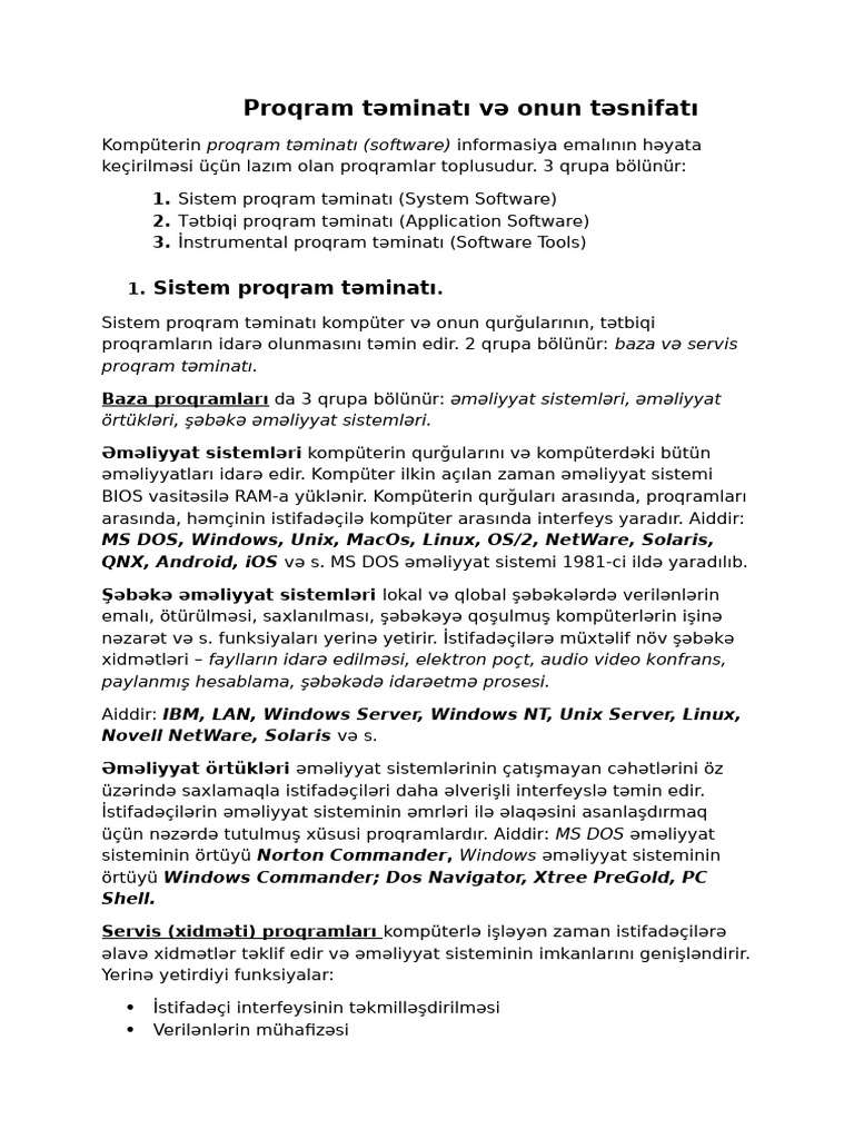 Proqram təminatı | PDF