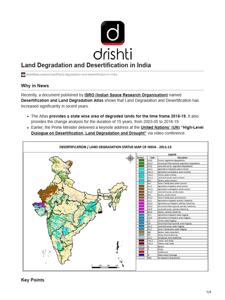 Land Degradation and Desertification in India | PDF