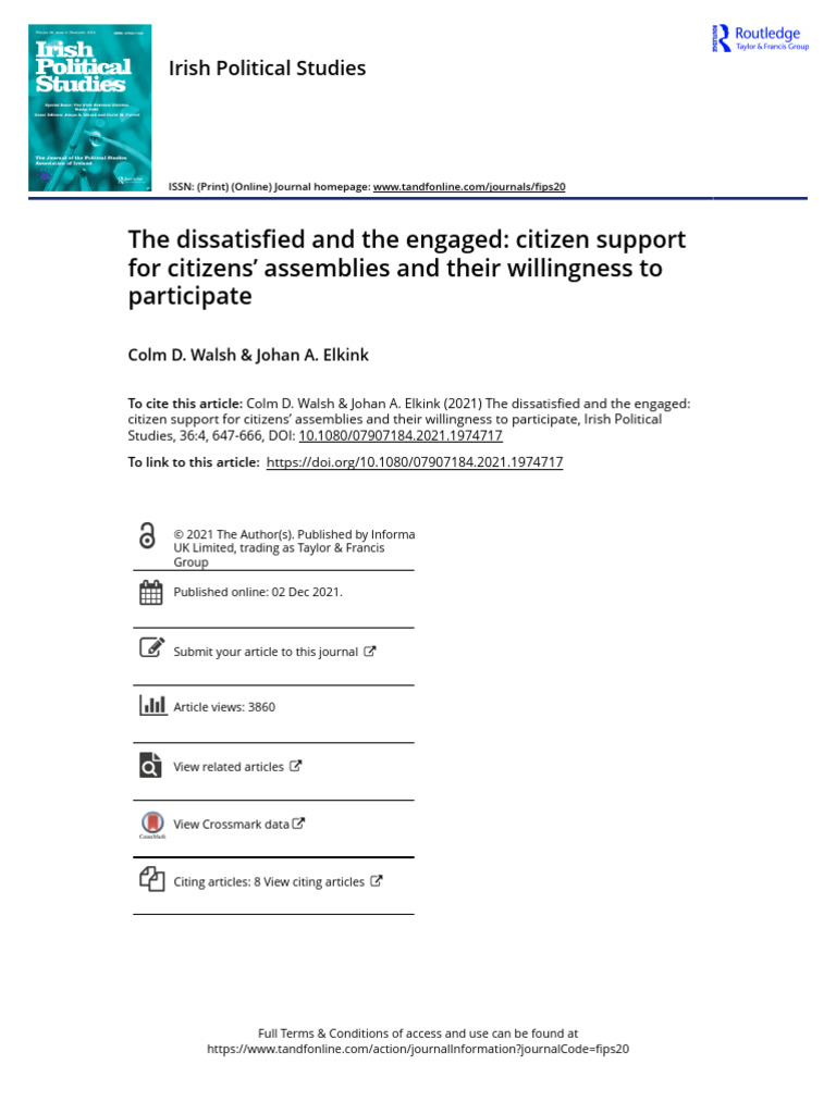 The Dissatisfied and The Engaged Citizen Support For Citizens ...