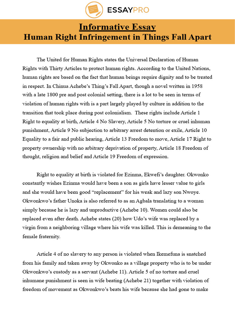 Human Right Infringment in Things Fall Apart | PDF