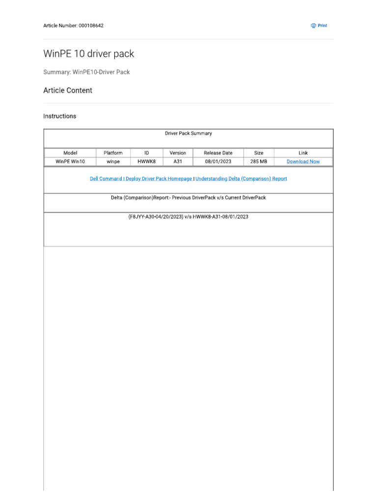 WinPE 10 Driver Pack - Dell Ireland | PDF