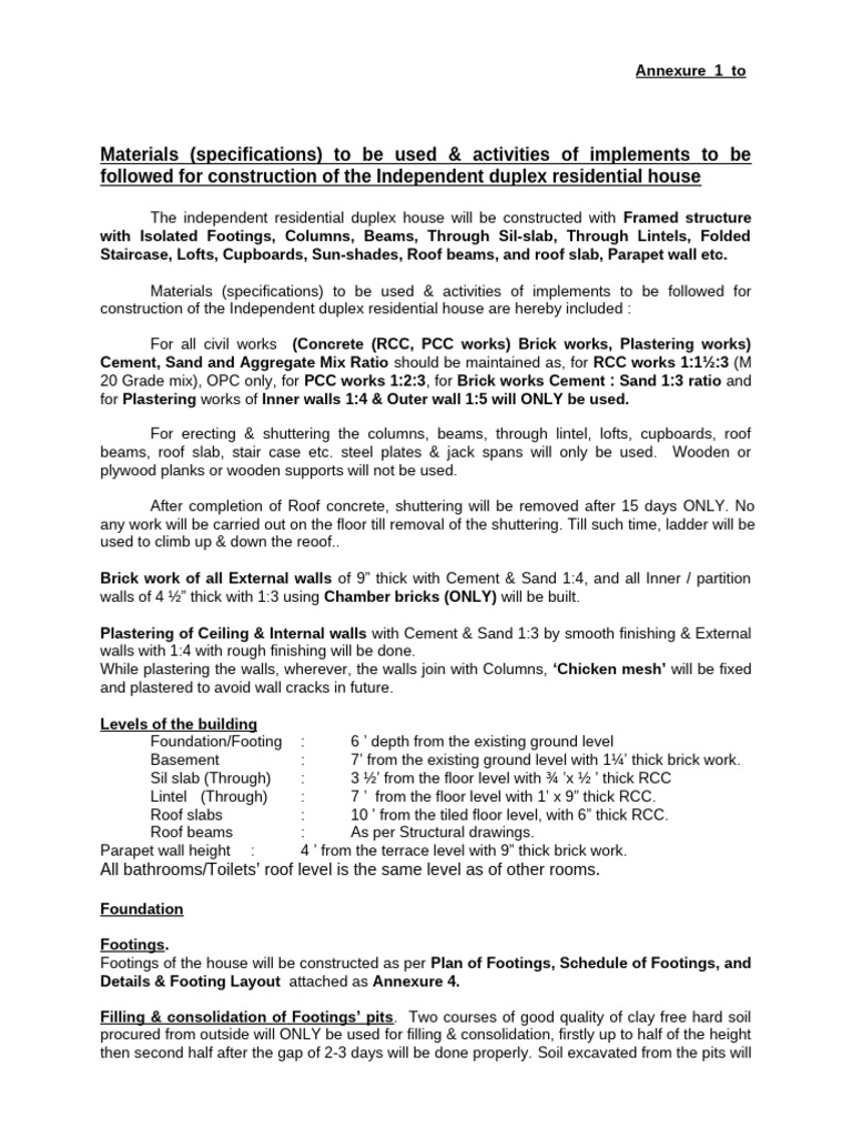 Materials & Specification To Be Used For Construction | PDF