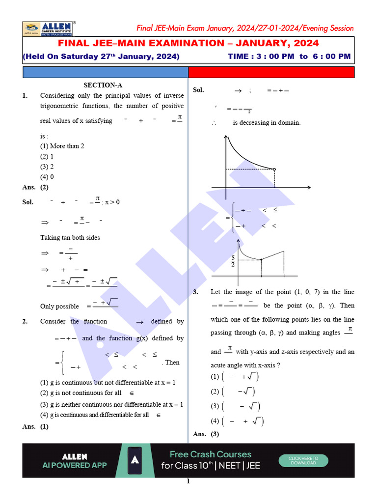 2701 Mathematics Paper With Solution Evening | PDF