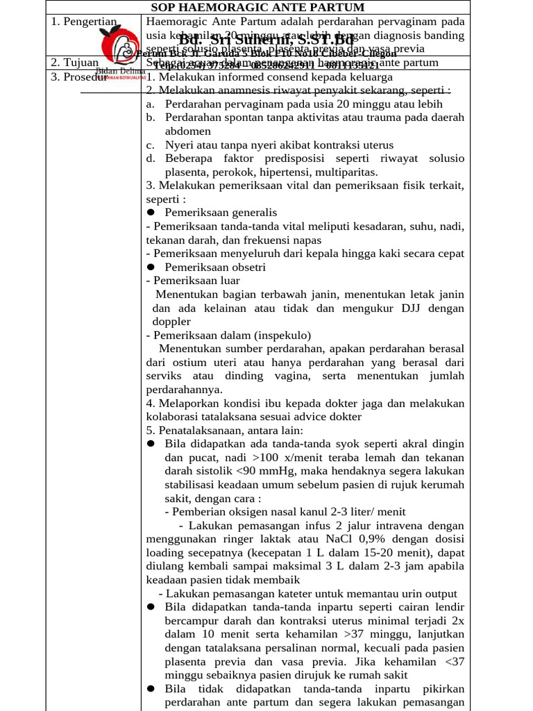 SOP Hemoragic Antepartum | PDF
