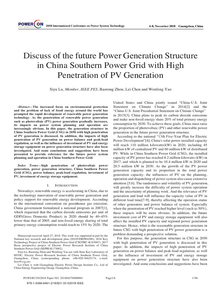 Discuss of The Future Power Generation Structure in China Southern ...