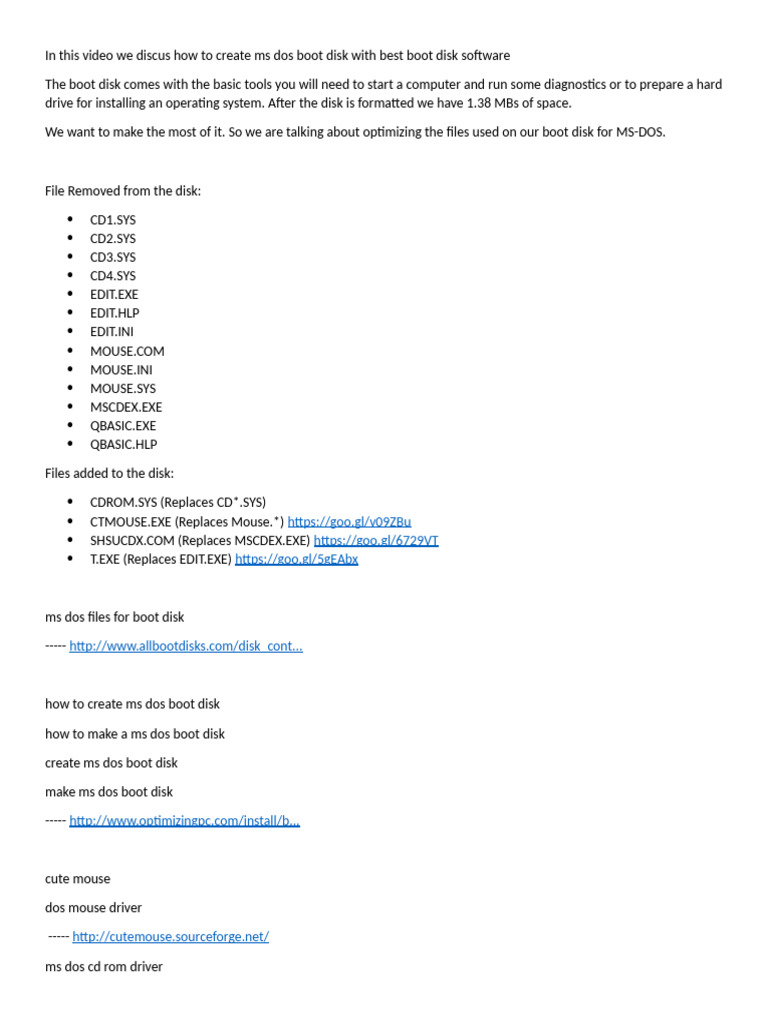 In This Video We Discus How To Create Ms Dos Boot Disk With Best Boot ...