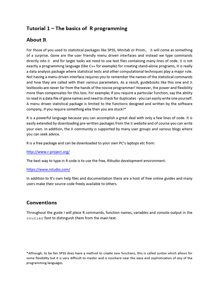 Rstudio Tutorial 1. | PDF