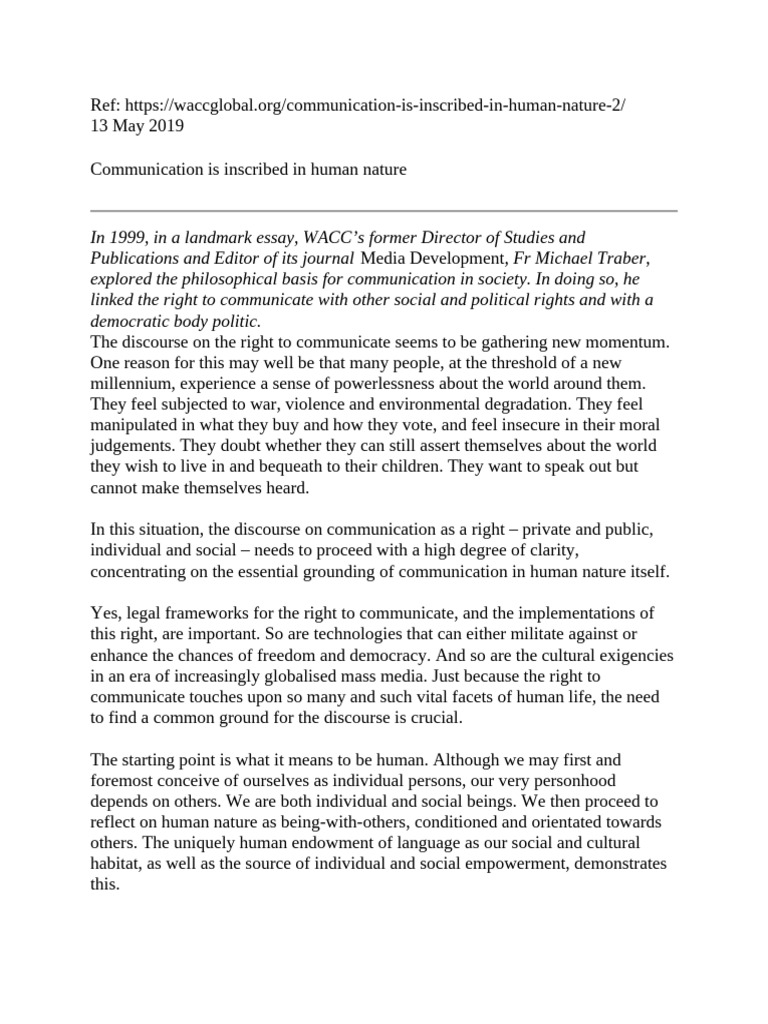 Comm in Human Nature | PDF