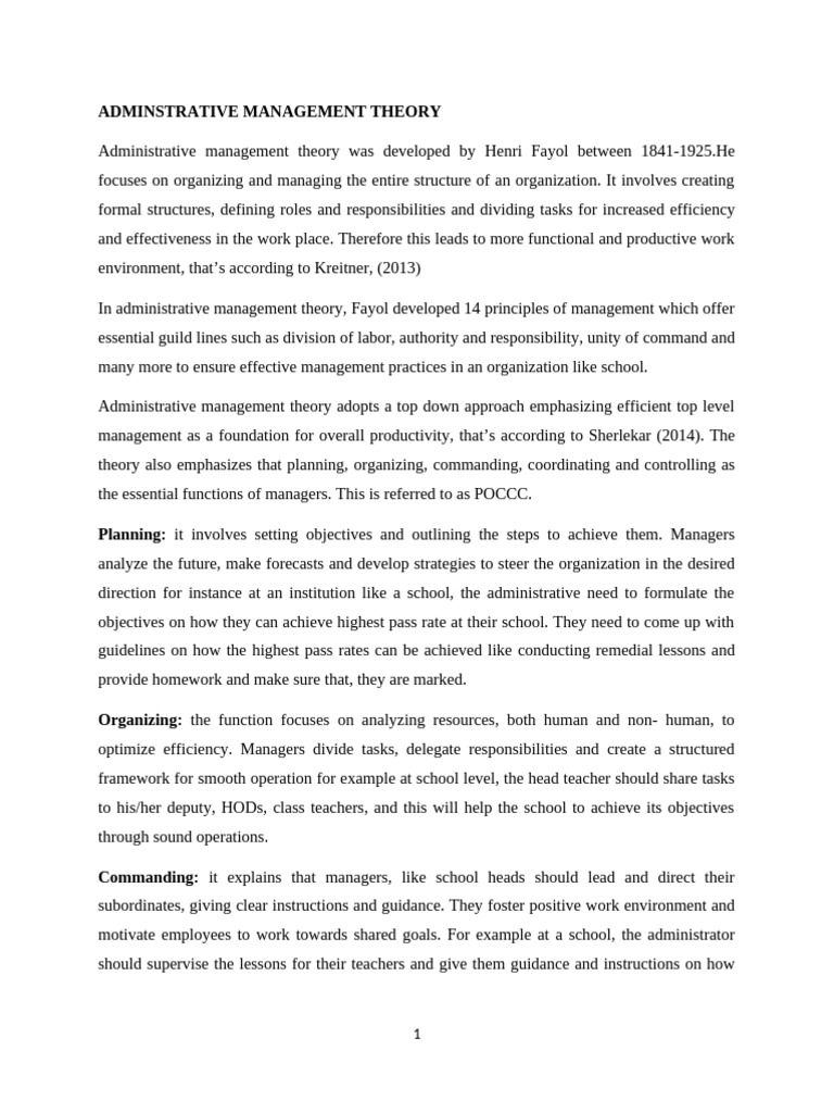 Adminstrative Management Theory | PDF