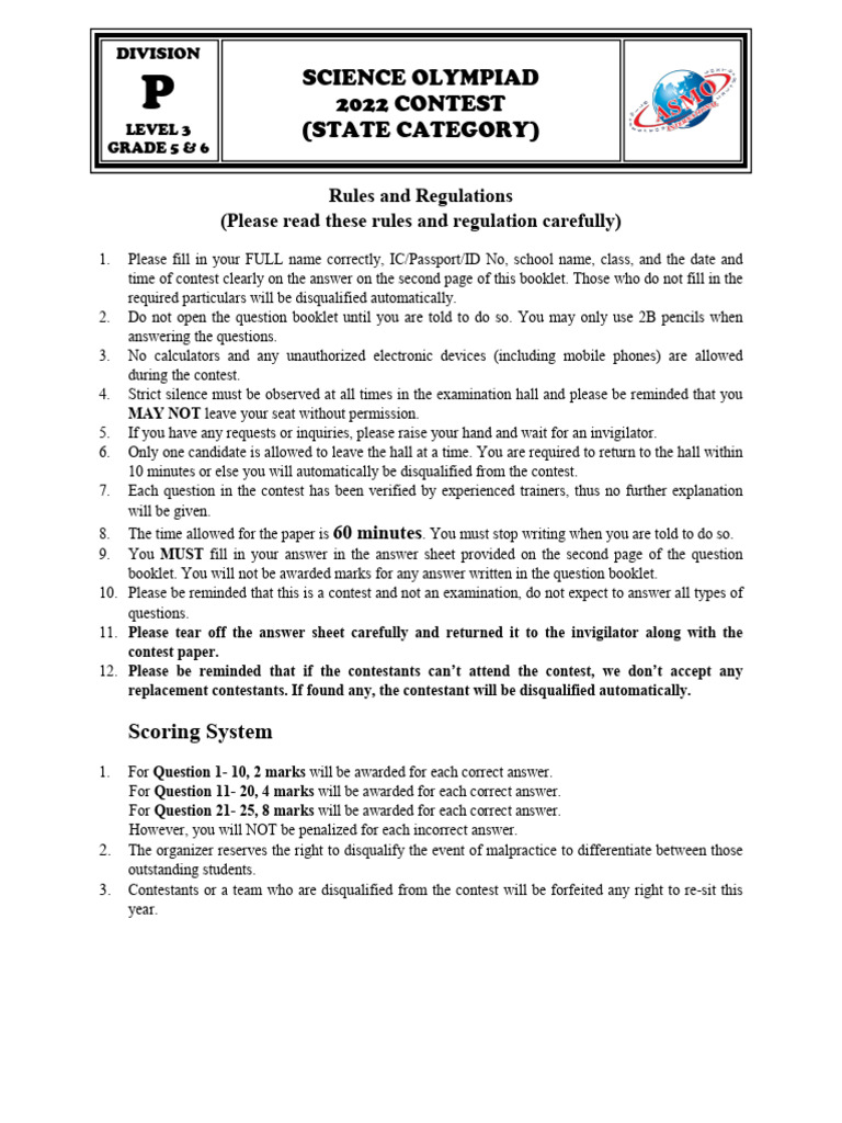 Science Level 3 Question-Eng | PDF