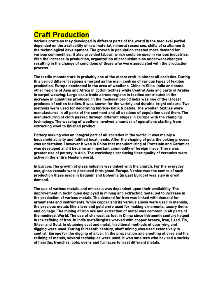 Craft Production | PDF