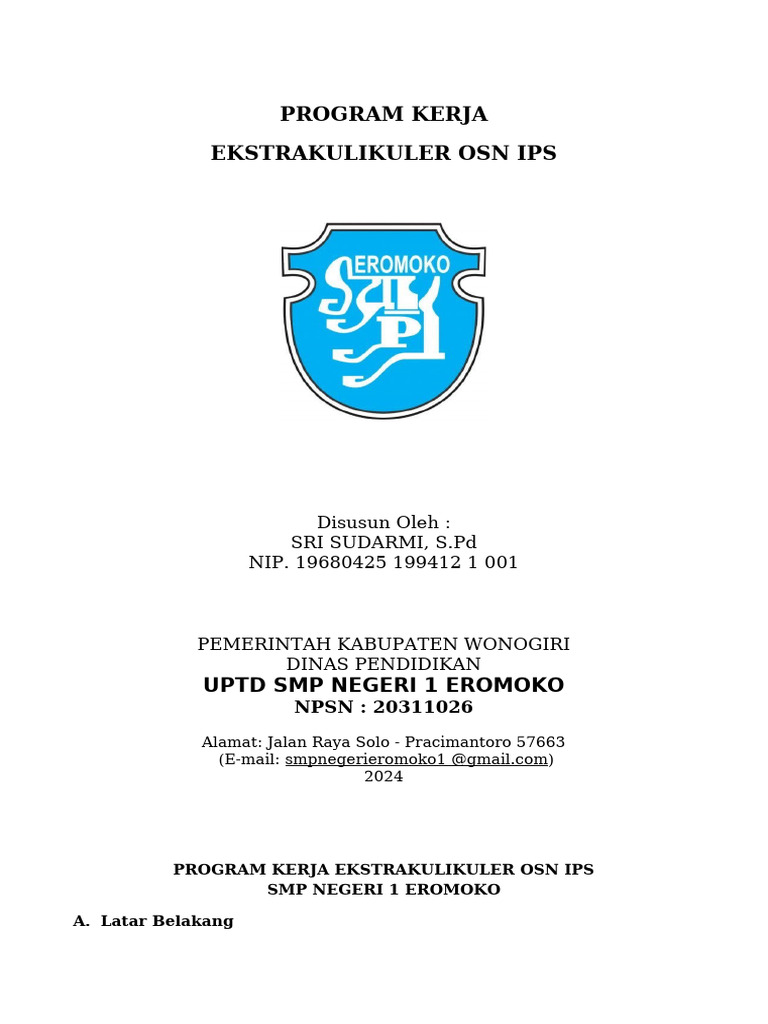 Ekstrakurikuler OSN IPS SMP Eromoko | PDF