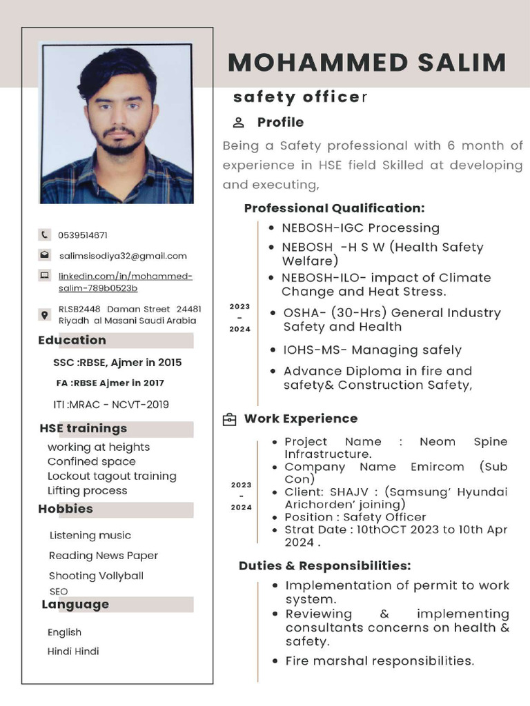 Mohammed Salim CV - Compressed | PDF
