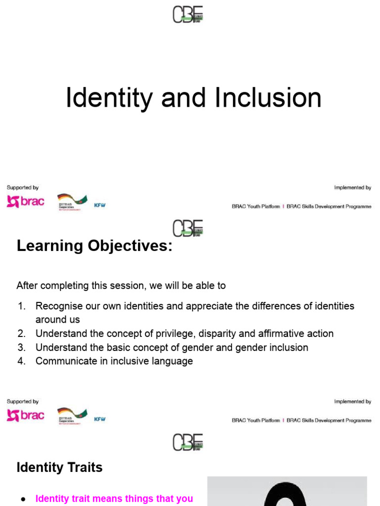 Slide Deck - Identity and Inclusion. | PDF
