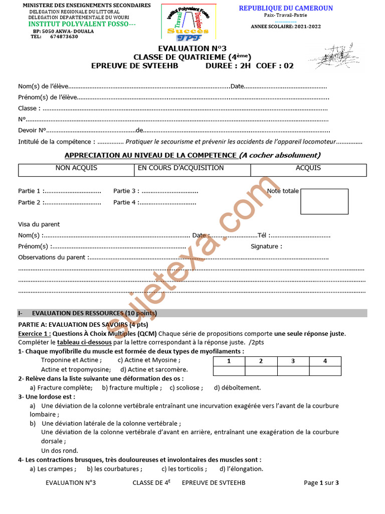 SVTEEHB 4eme Seq 3 | PDF