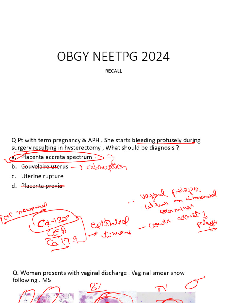 Obgy Neet PG Recall | PDF