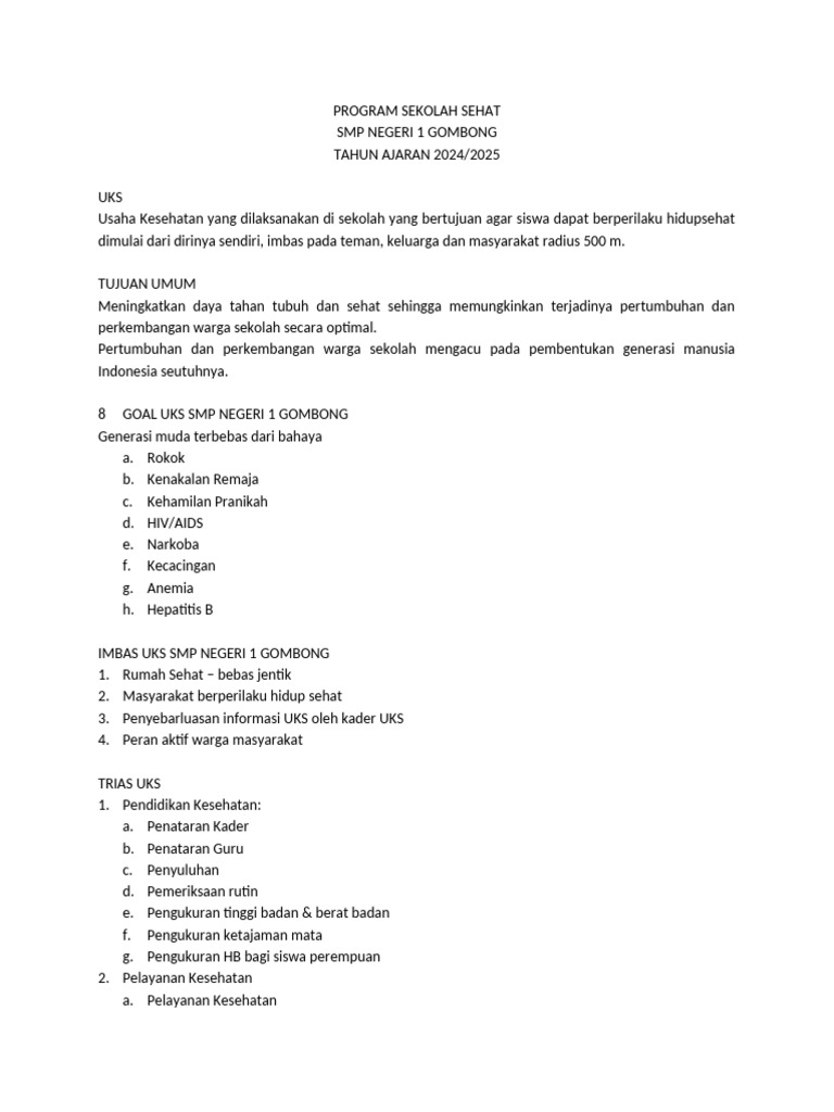Program Sekolah Sehat | PDF