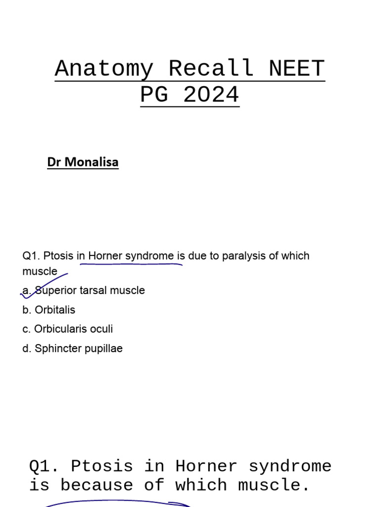 Anatomy Recall NEET PG 2024 | PDF | Fertilisation | Human Anatomy