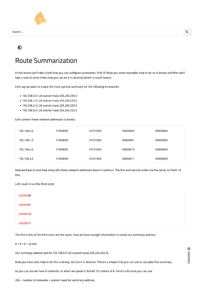 2 Route Summarization | PDF