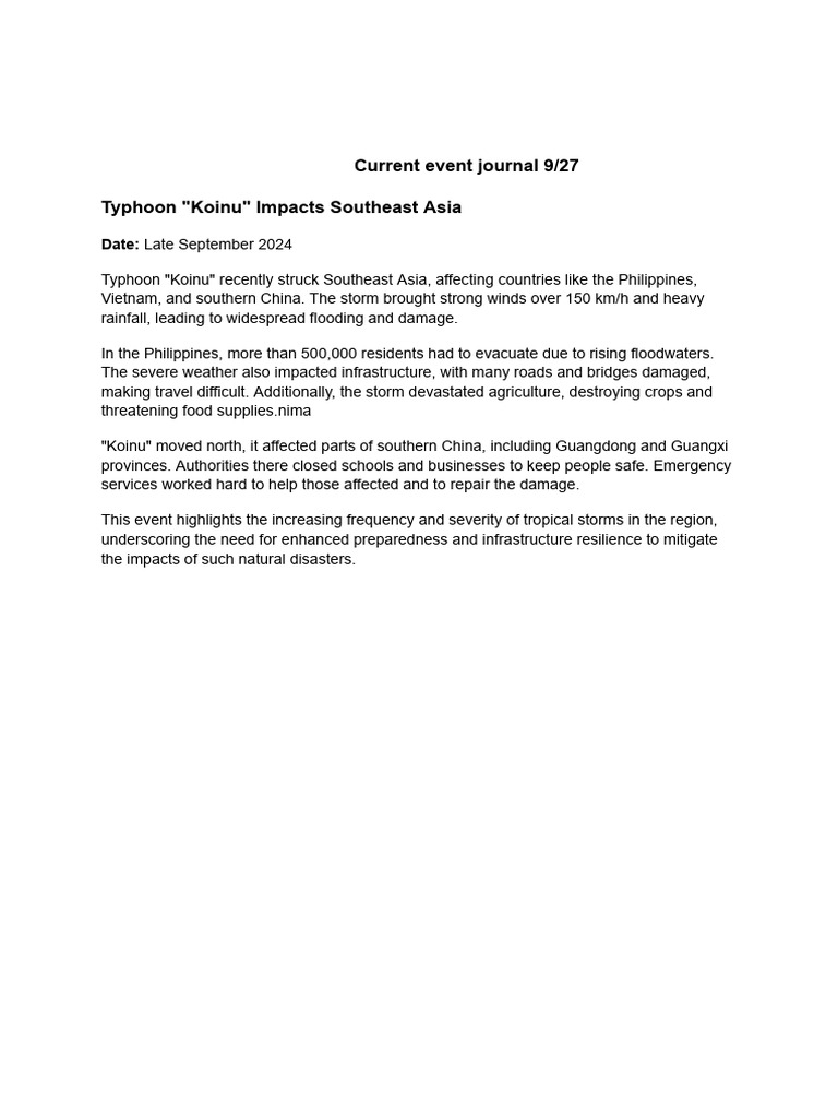 Current Event Journal 9 - 27 | PDF
